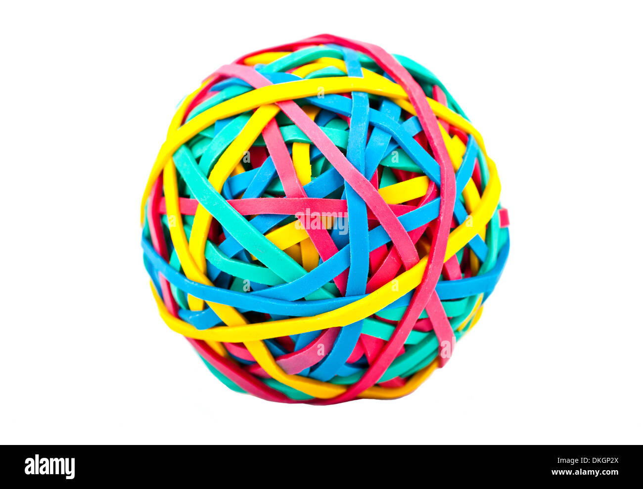 A ball made up from Rubber/Elastic Bands over a white background Stock ...