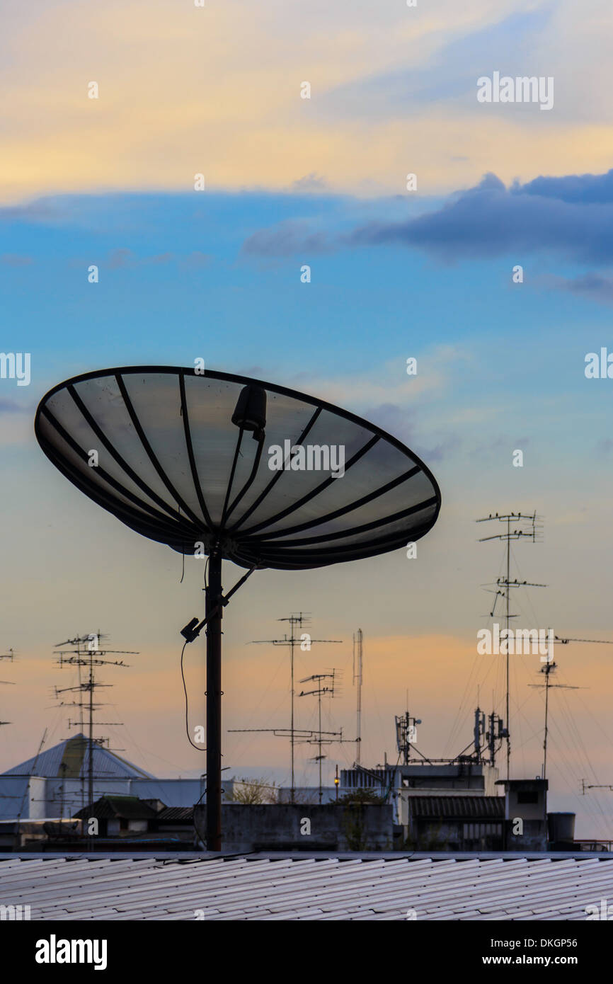 Satellite dish on house roof hi-res stock photography and images - Alamy