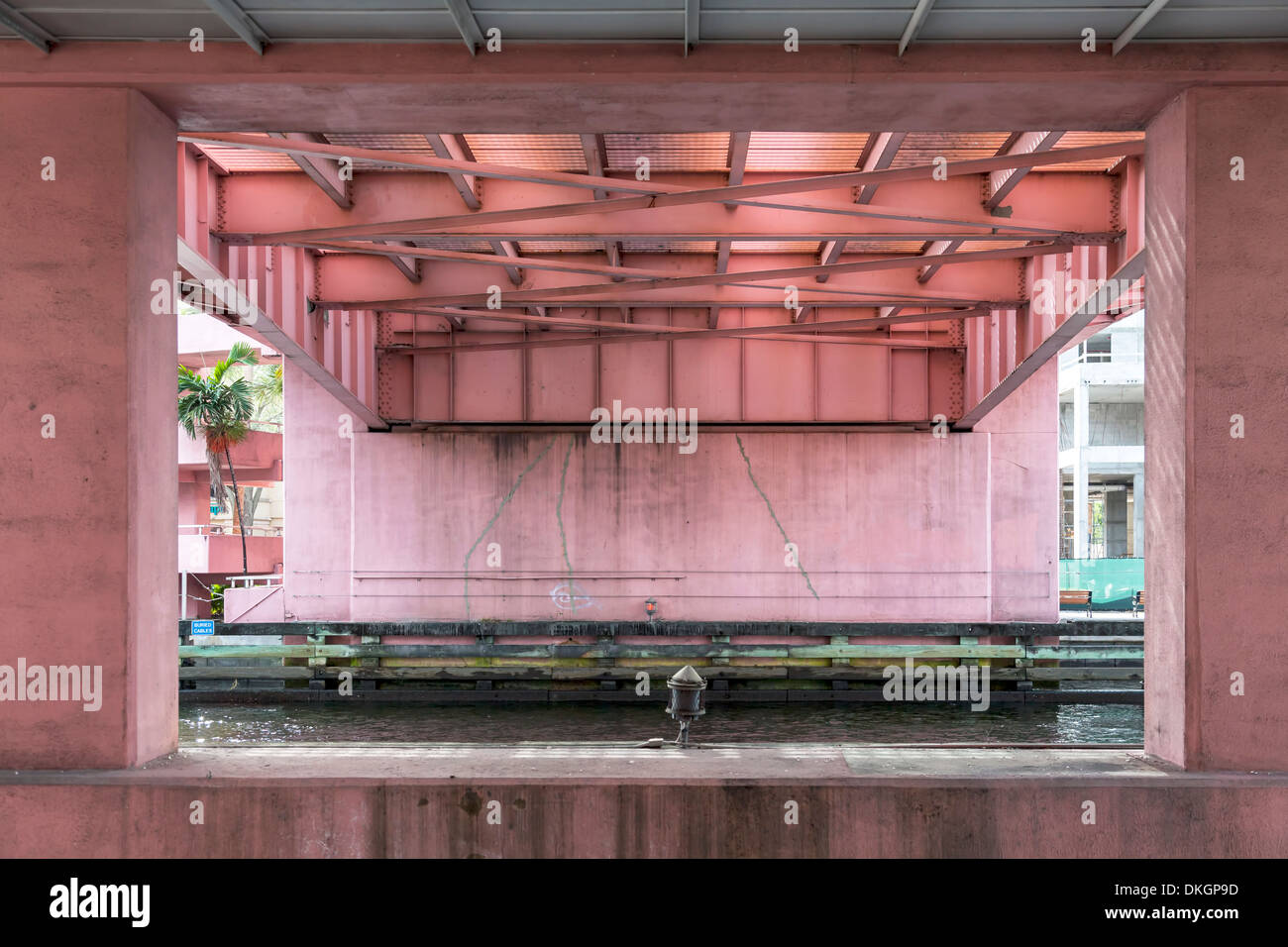 Underside of the Andrews Avenue single-leaf bascule bridge, crosses the ...