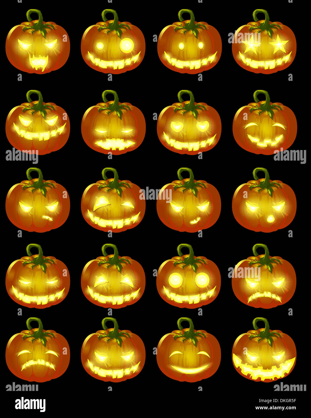 set of different emotions from Halloween of pumpkins Stock Photo - Alamy