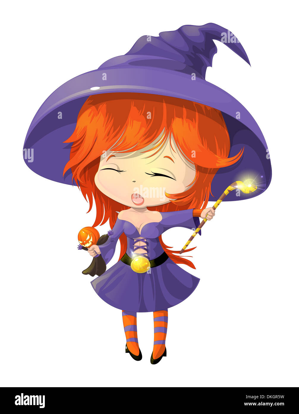 the little witch on a white background Stock Photo - Alamy
