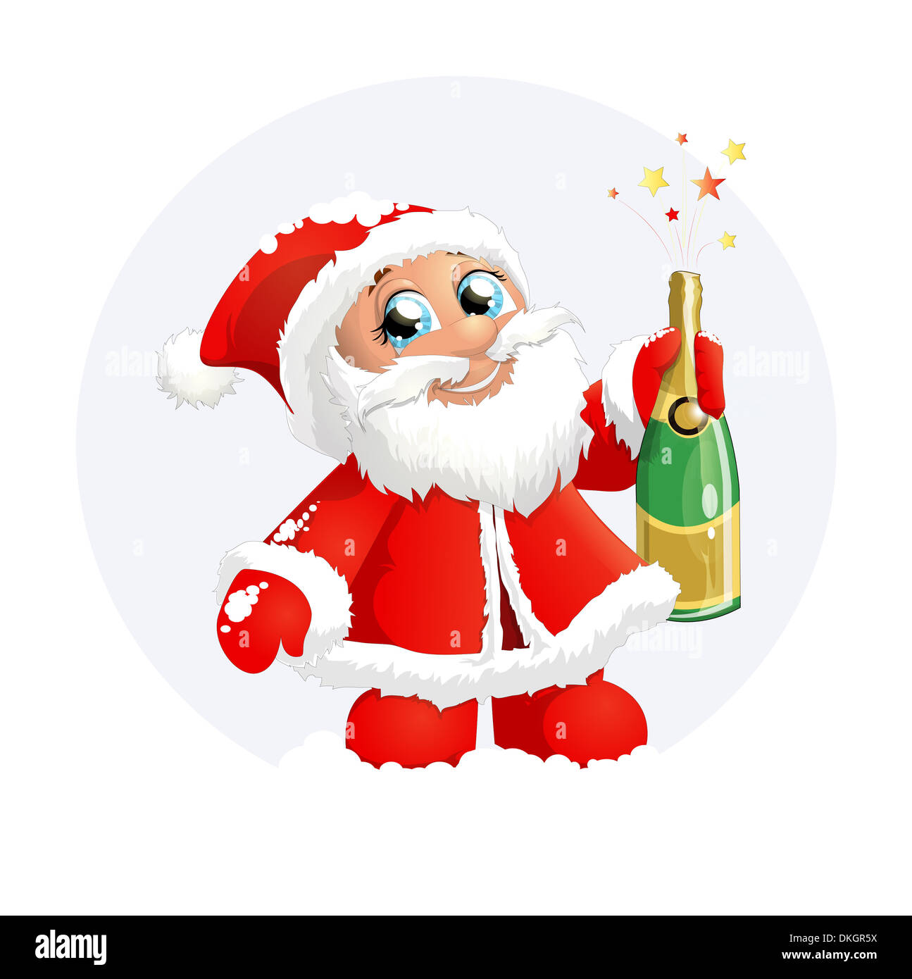 Santa Claus with a champagne bottle Stock Photo - Alamy