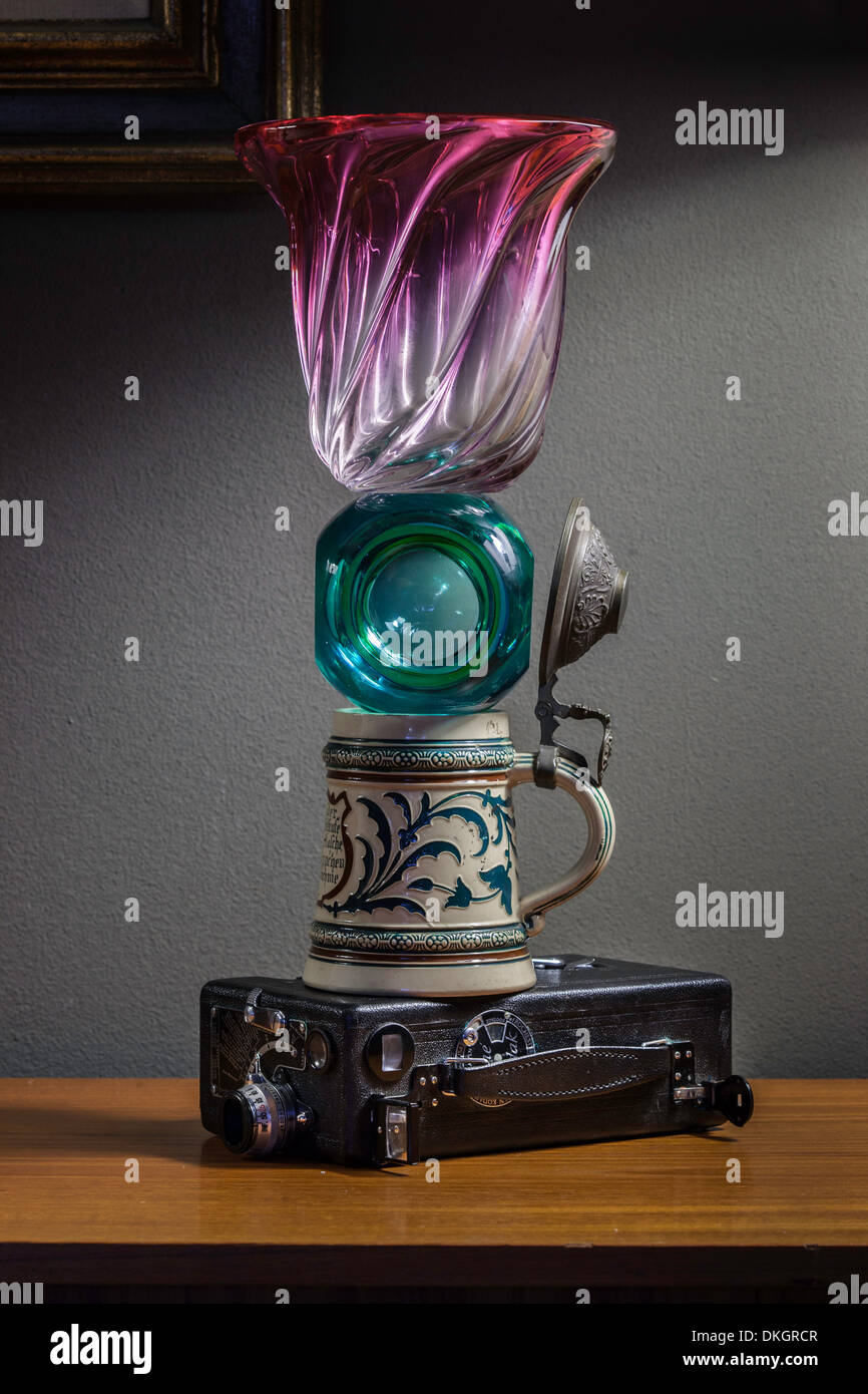 vertical still life with antique objects Stock Photo - Alamy