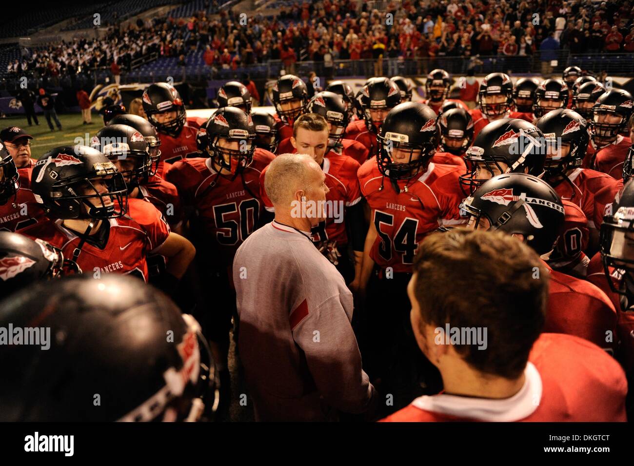 DEC 05, 2013: Linganore head coach Rick Connor speaks to his team after ...