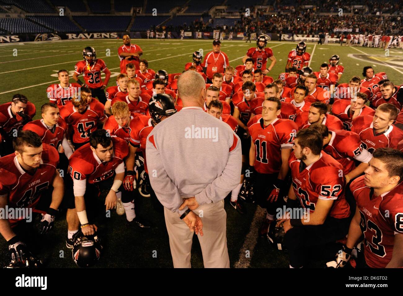 DEC 05, 2013: Linganore head coach Rick Connor speaks to his team after ...