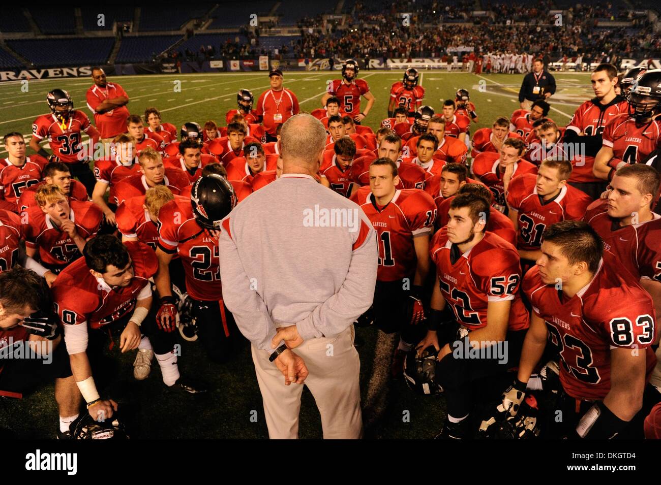 DEC 05, 2013: Linganore head coach Rick Connor speaks to his team after ...