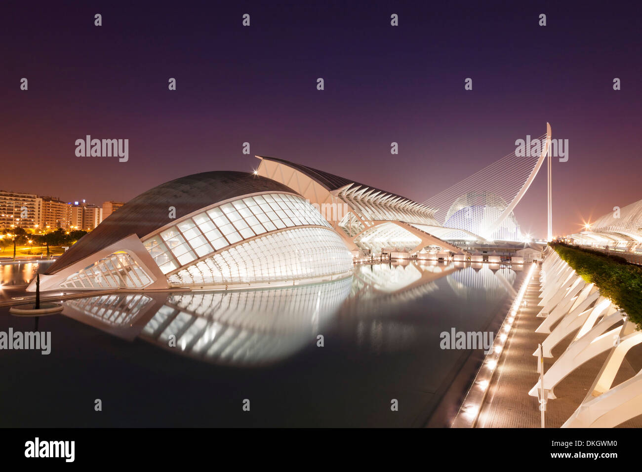 Hemisferic and Principe Felipe Science Museum at dusk, architect ...