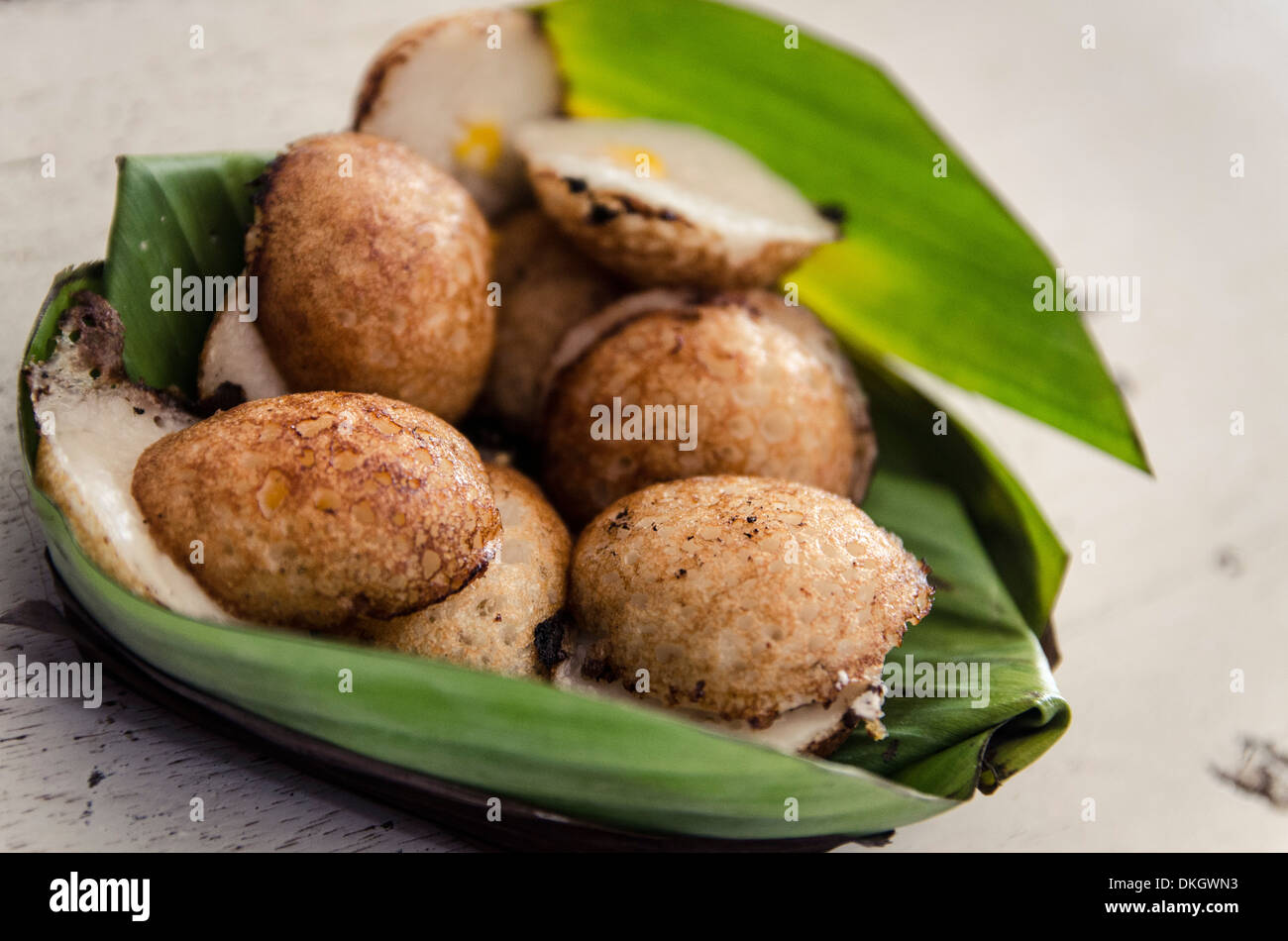 Fried coconut-milk dessert, Damnoen Saduak Floating Market, Thailand ...