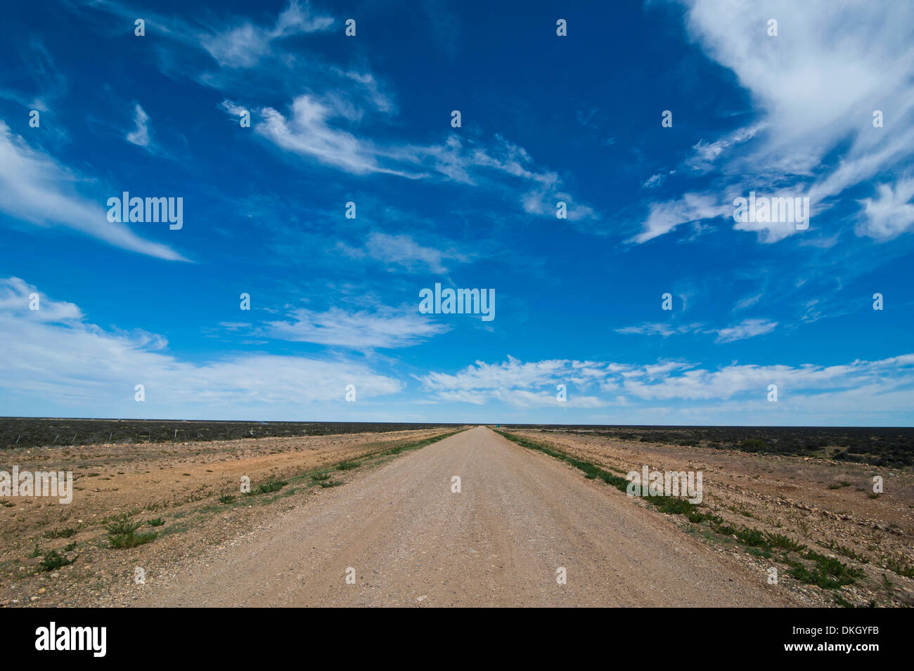 Gravel road through the desert of Patagonia, Chile, South America Stock ...