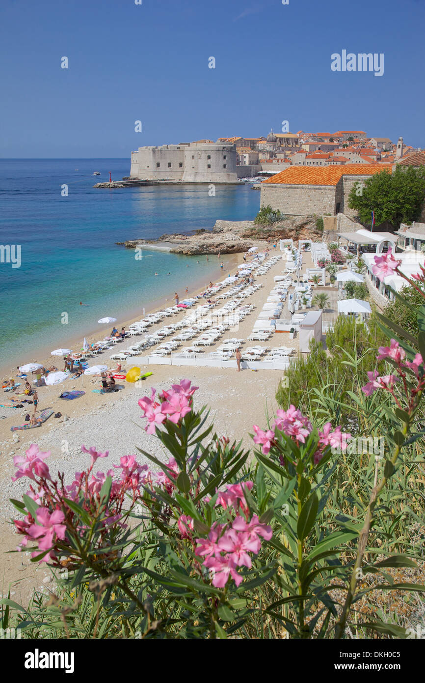View of Old Town, UNESCO World Heritage Site, and Ploce Beach ...