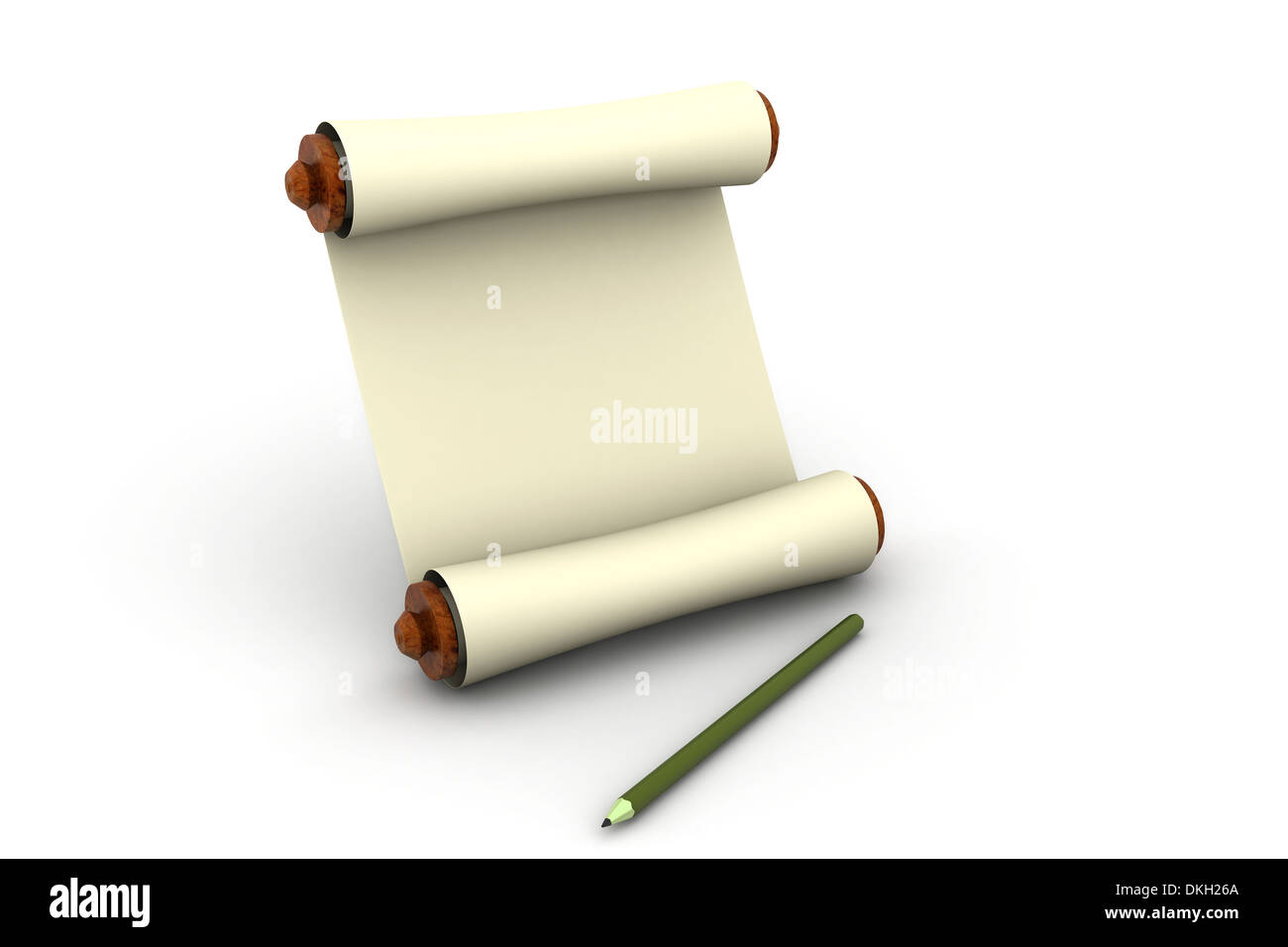 Scroll with pencil Stock Photo - Alamy