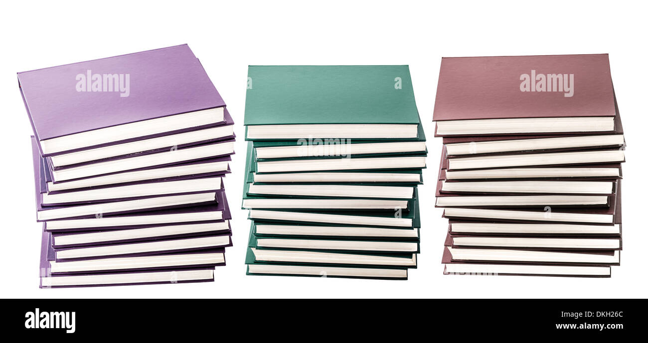 Piles of hardcover colorful books isolated on white background Stock ...