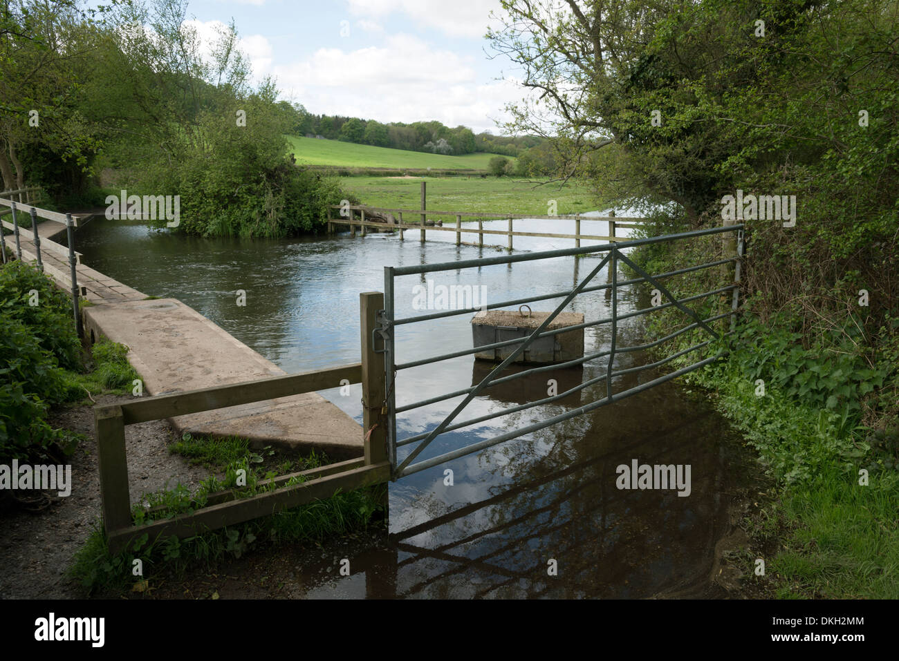 Wooden bridge crossing a ford near Latimer on the River Chess Bucks ...