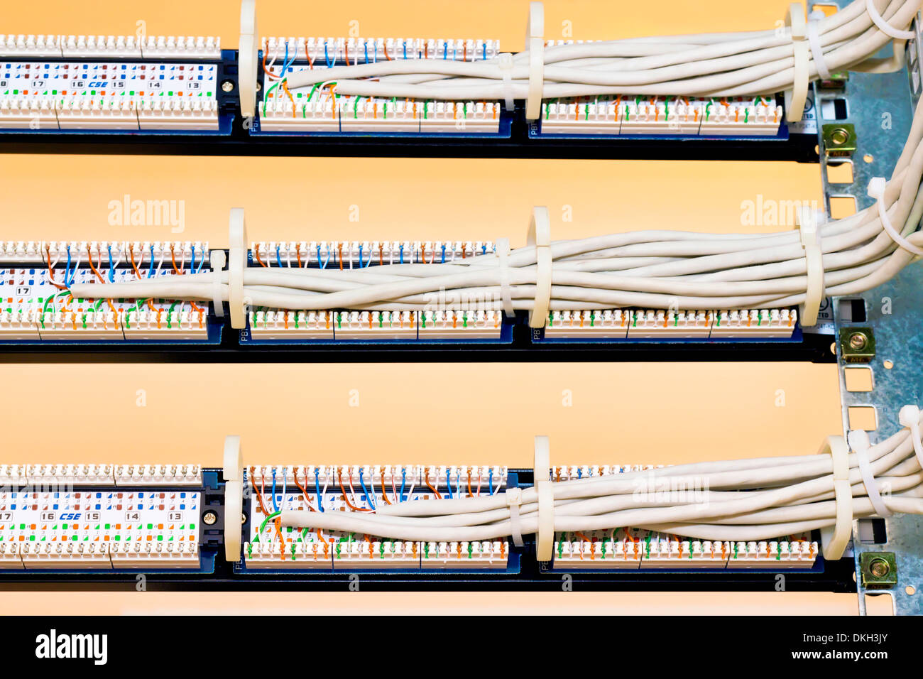 rear view of a patch panel with wires Stock Photo - Alamy