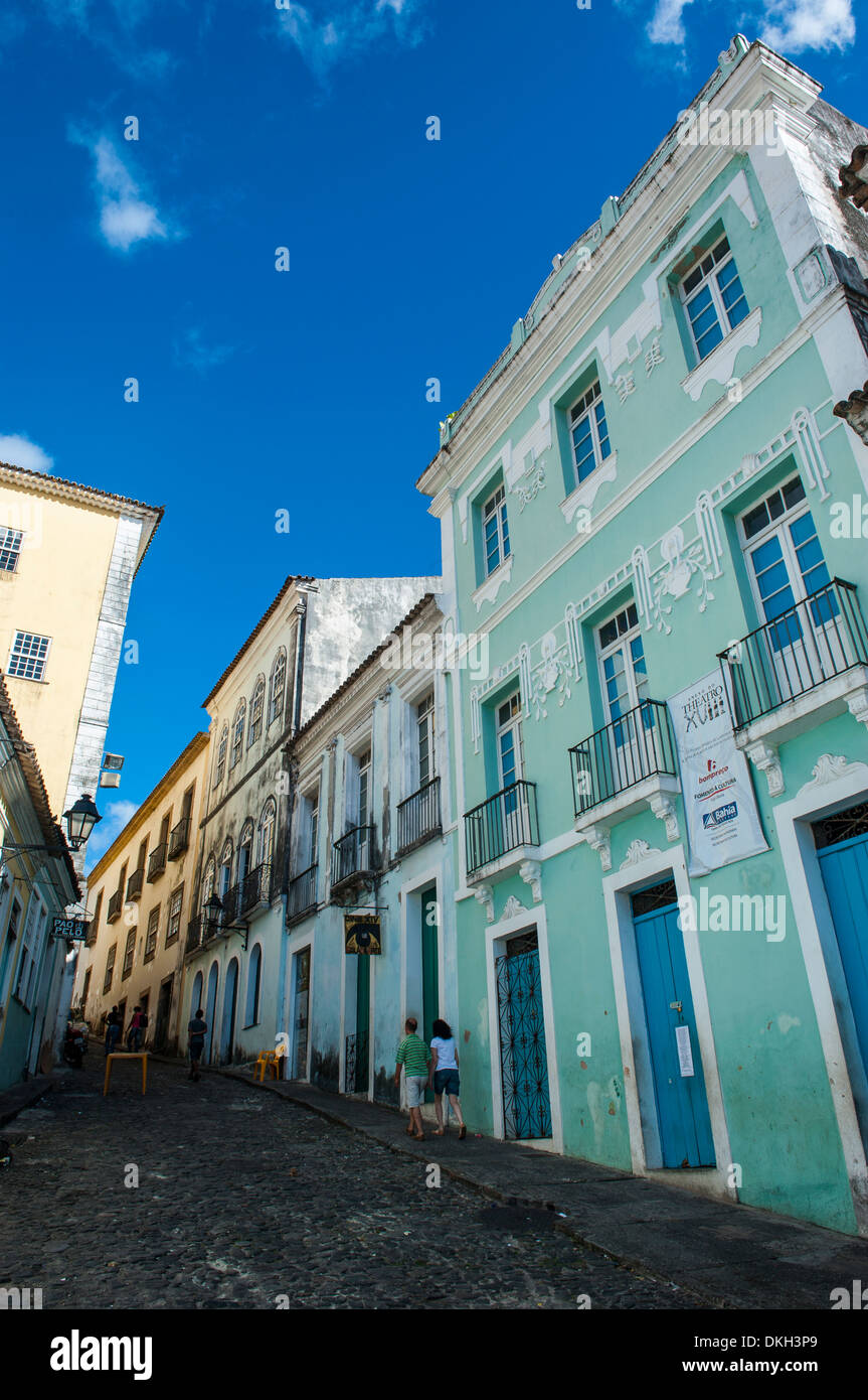 Colonial architecture in the Pelourinho, UNESCO World Heritage Site, Salvador da Bahia, Bahia ...