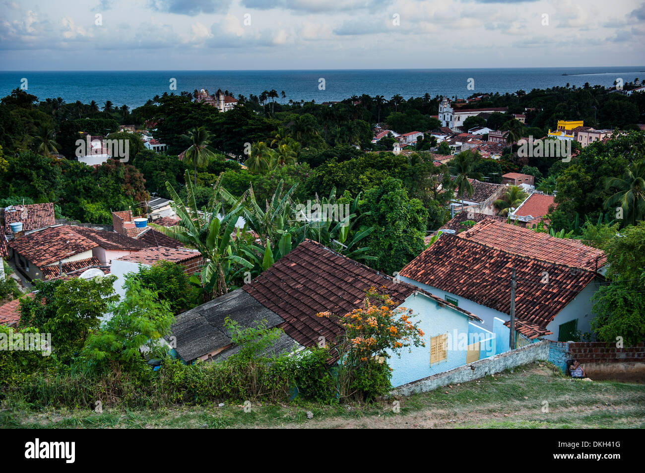 View over the colonial town of Olinda, UNESCO World Heritage Site, with ...