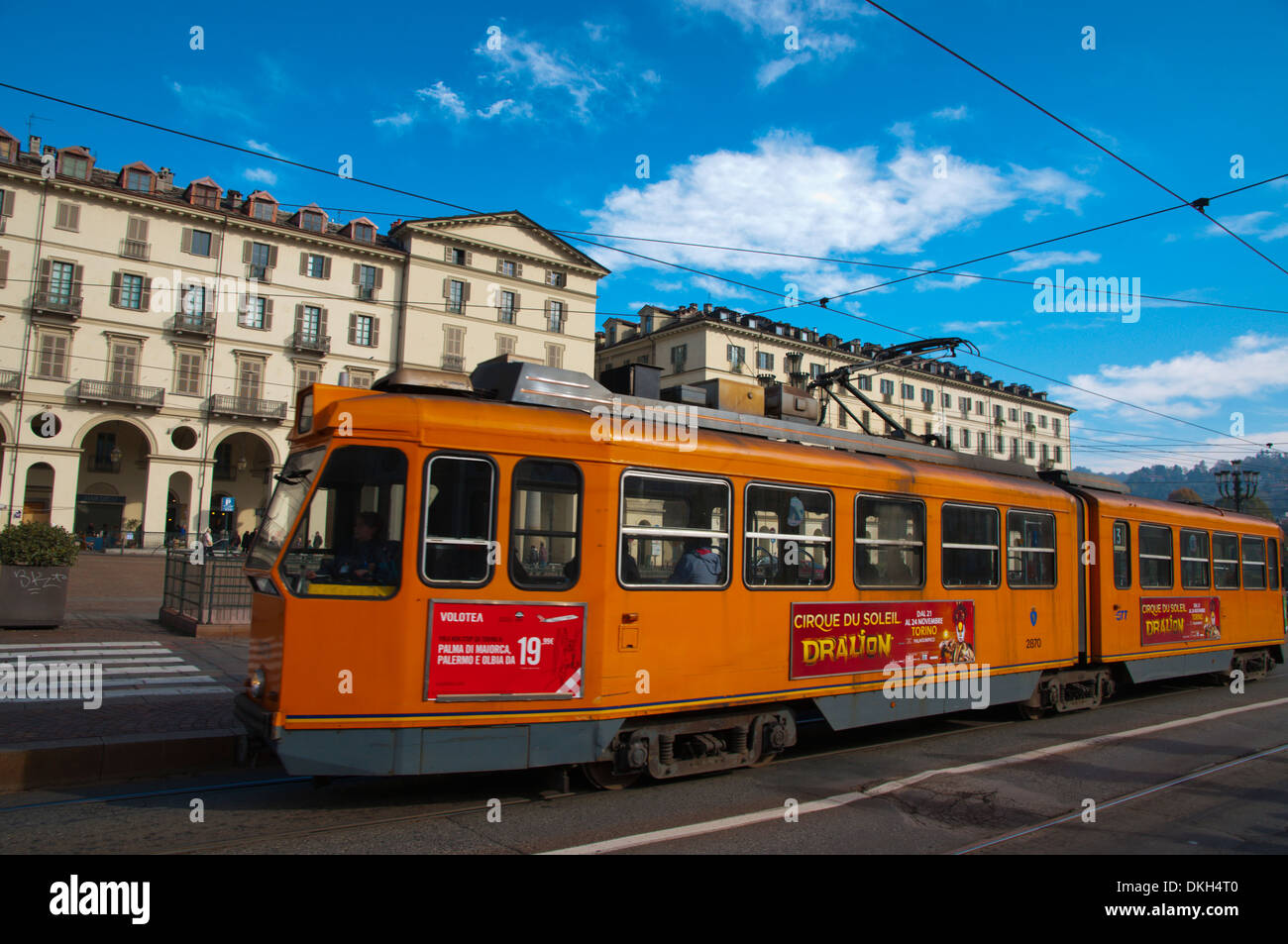 Tram 13 at Piazza Vittorio Veneto square Turin city Piedmont region ...