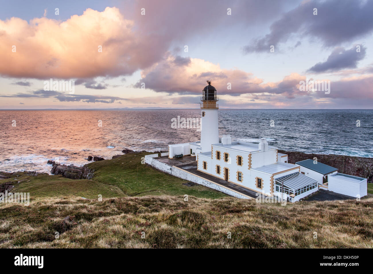 Rubha Reidh Lighthouse at Dawn, Melvaig, Wester Ross, Highlands ...