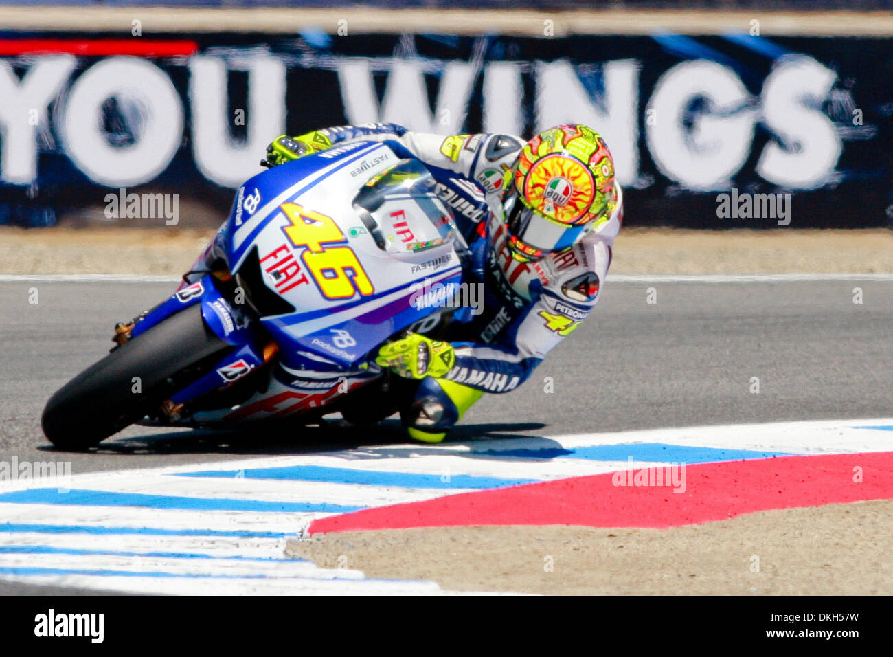 Valentino Rossi, of Italy, rides the #46 motorcycle for the Fiat Yamaha ...