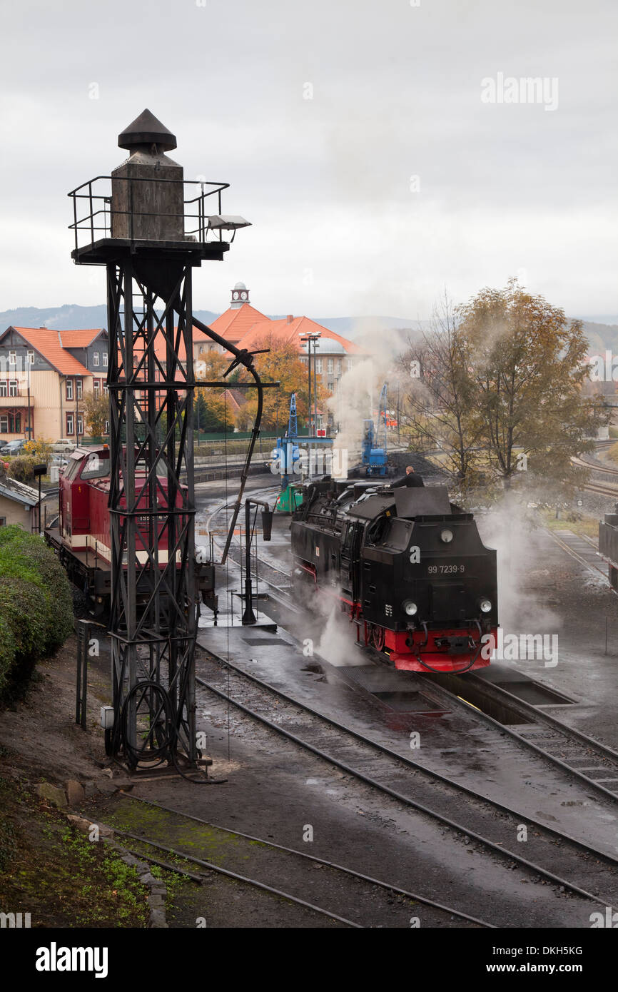 Steam locomotive at the station, Harz, Wernigerode, Saxony-Anhalt ...
