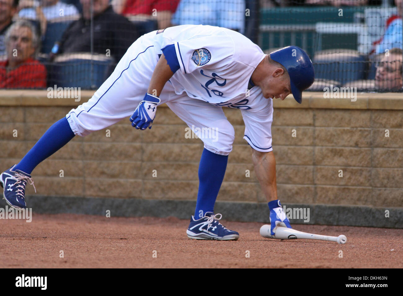 22 July 2009: Kansas City Royals' substitution Ryan Freel retrieves his ...