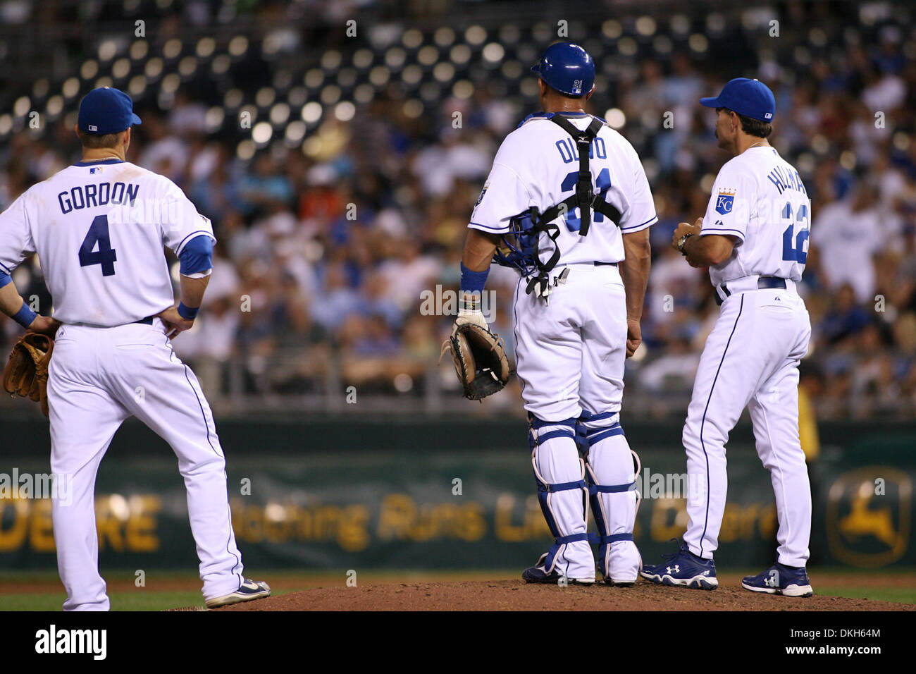 22 July 2009: Kansas City Royals Manager Trey Hillman #22, along with ...
