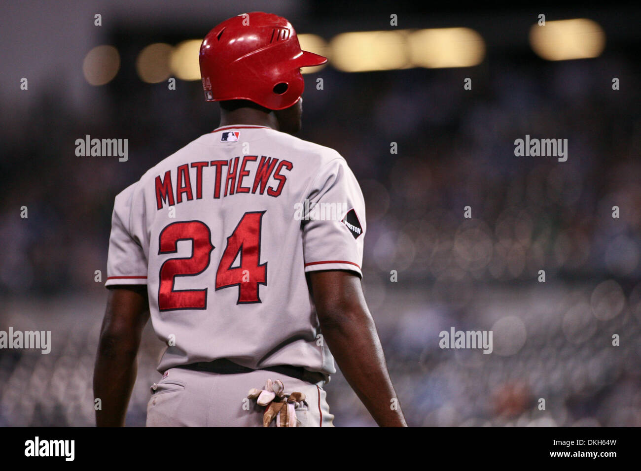 22 July 2009: Los Angeles Angels' Gary Matthews Jr. watches from 3rd ...