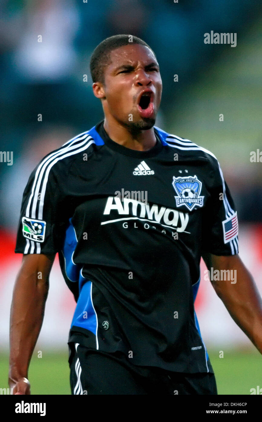 San Jose Earthquakes forward Ryan Johnson (19) celebrates after scoring ...