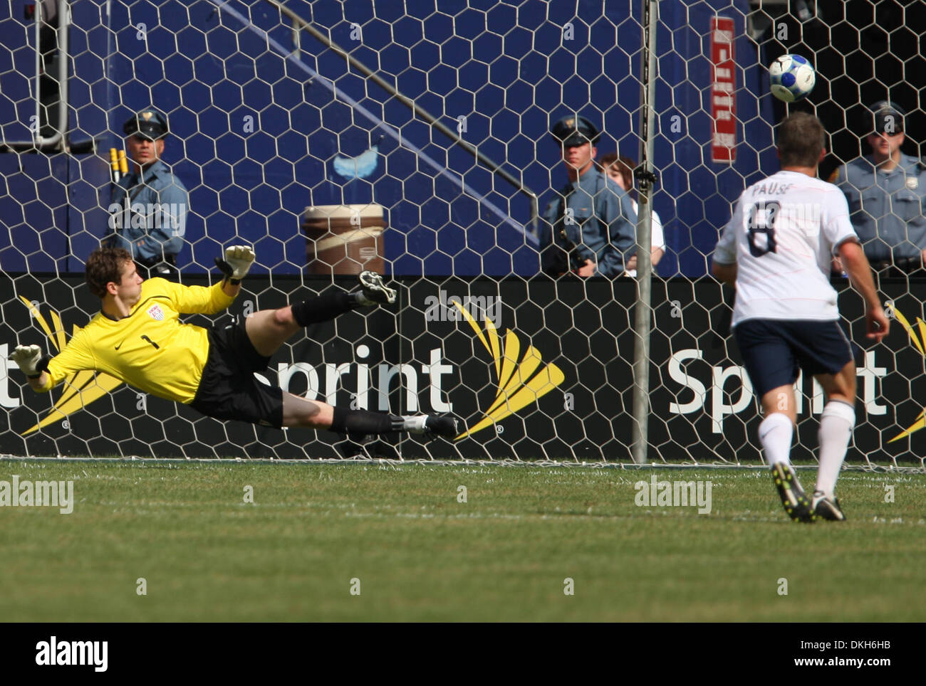 US Goalkeeper Troy Perknis watches as Mexico pins the ball in the net ...