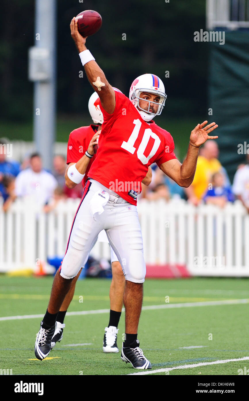 Buffalo Bills quarterback Gibran Hamdan lets the ball fly down field ...