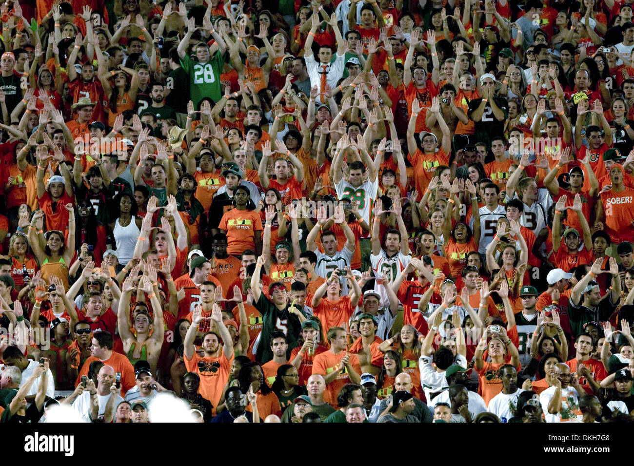 Miami Hurricanes fans cheer. The Miami Hurricanes defeated Georgia Tech ...