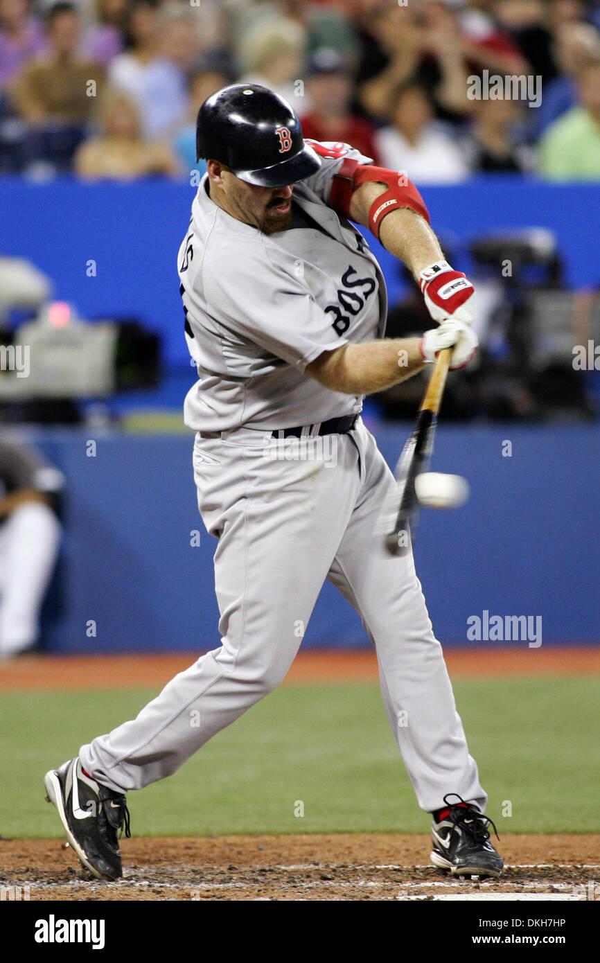 Boston Red Sox third baseman Kevin Youkilis bats against the Toronto ...