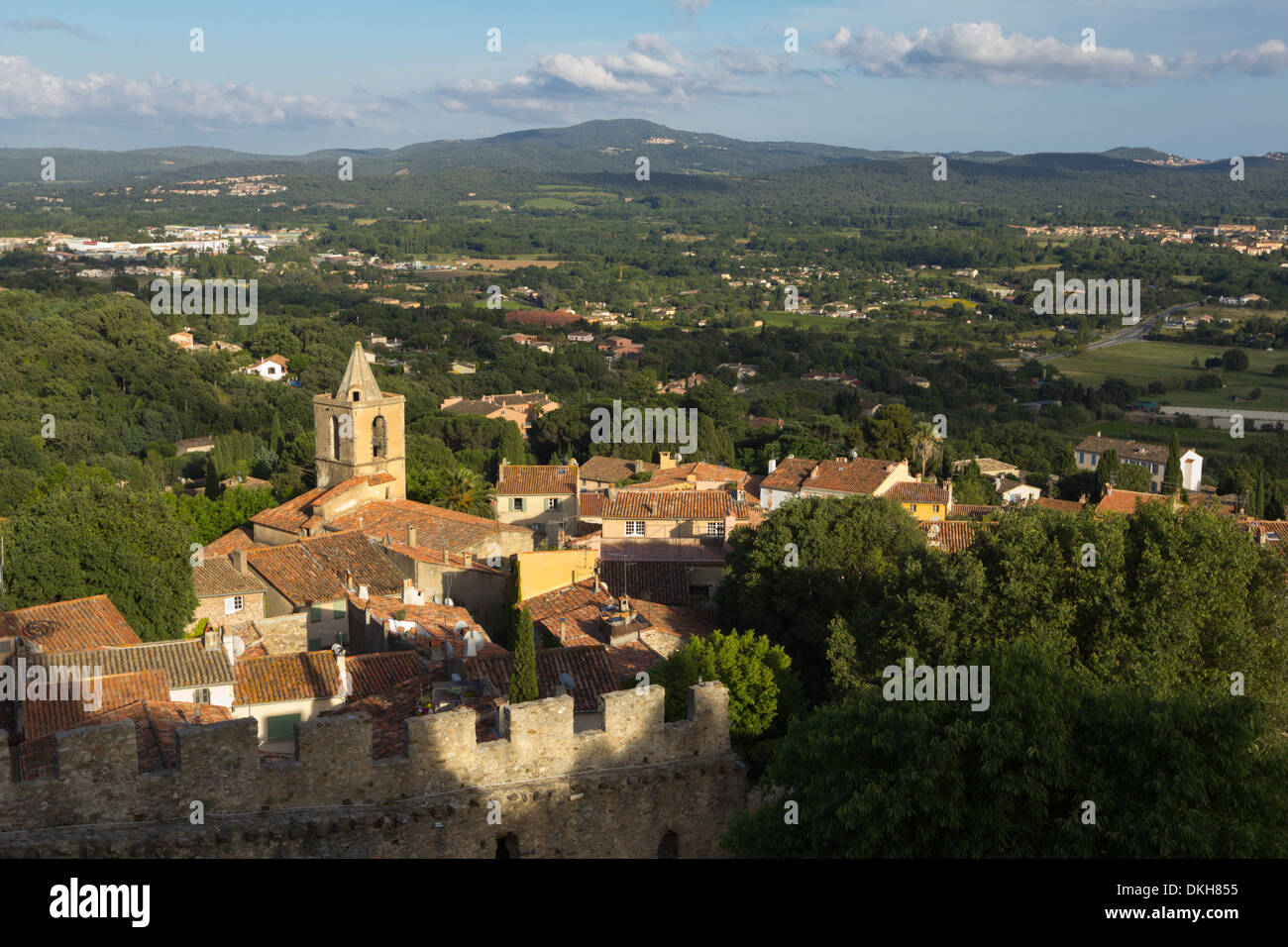 View over old village from castle, Grimaud, Var, Provence-Alpes-Cote d ...