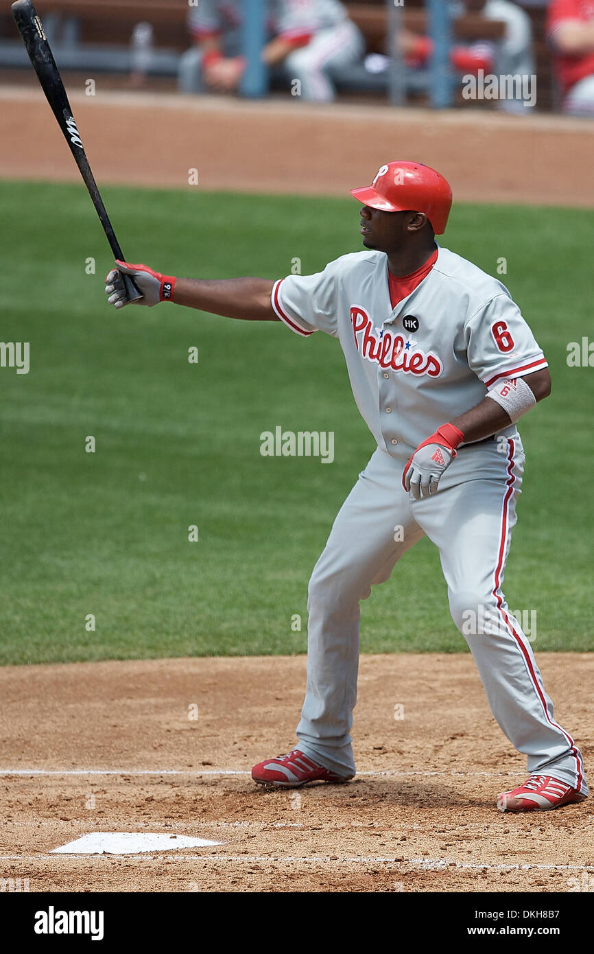 Philadelphia Phillies first baseman awaits Hiroki Kurodas pitch during ...