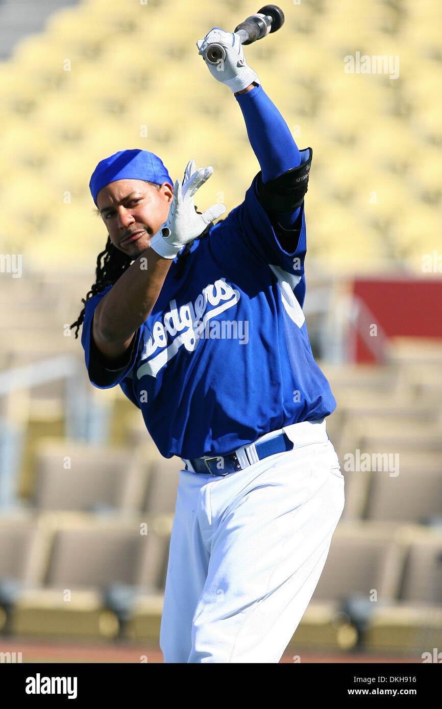 Manny Ramirez takes batting practice for the first time at Dodger ...