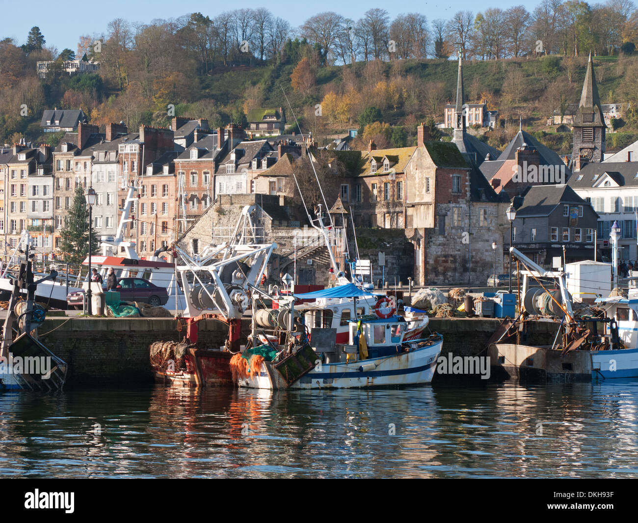 NORMANDY, FRANCE. The historic harbour and town of Honfleur on the ...