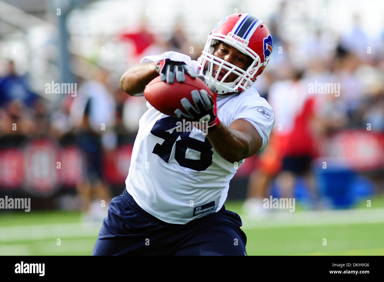 Buffalo's Travis McCall hauls in a pass during receiving drills at ...