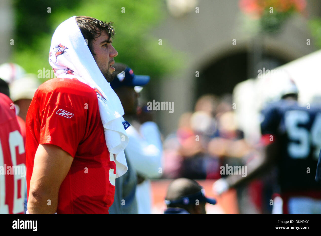 Buffalo Bills quarterback Trent Edwards takes a break on the sideline ...