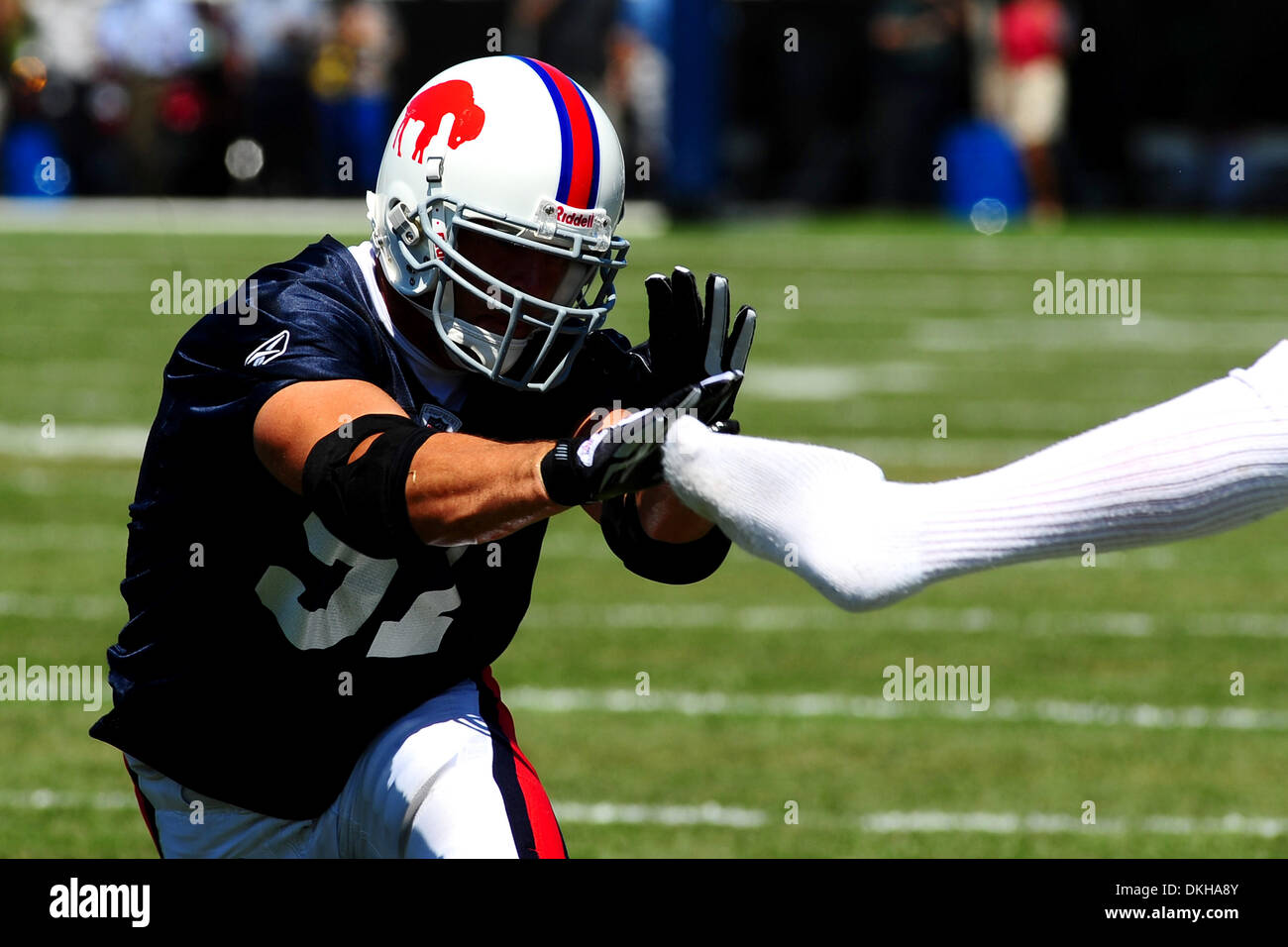 Buffalo Bills linebacker Jon Corto works on punt blocking during ...