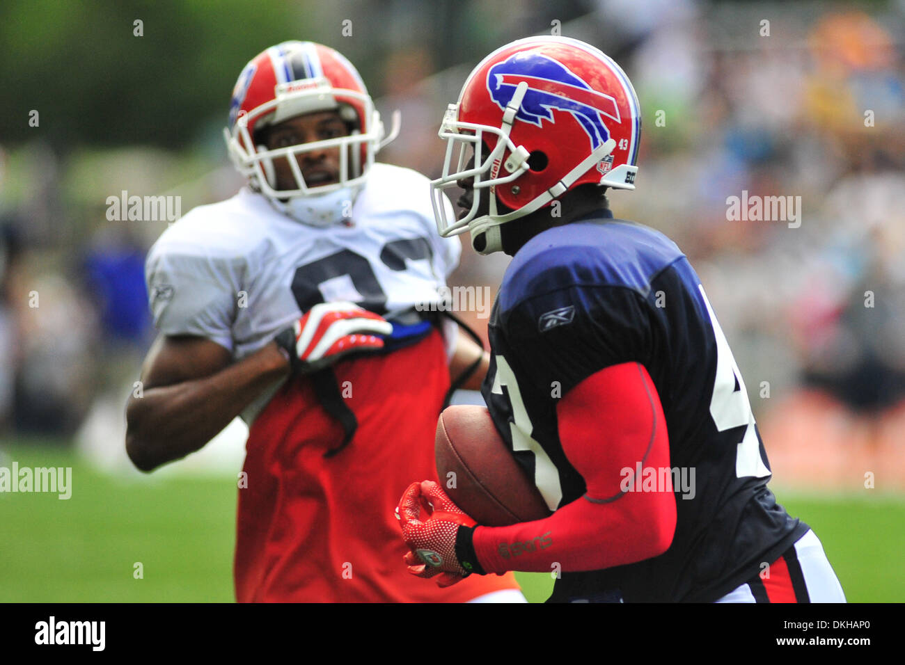 Buffalo Bills safety Bryan Scott makes the interception in front of ...