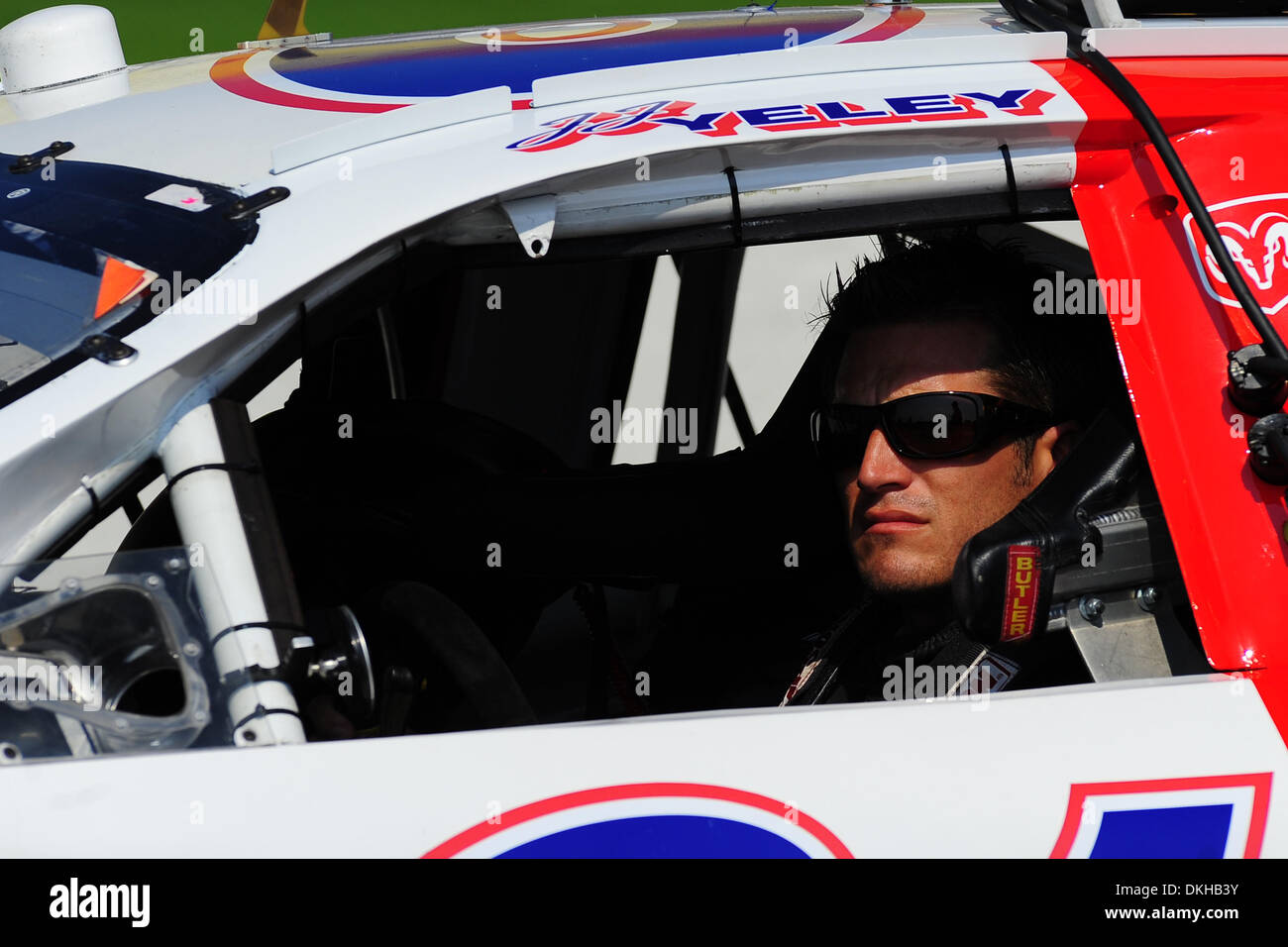 Nationwide Series Driver JJ Yeley waits in his car for his turn during ...