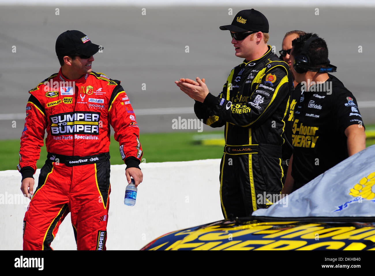 Nationwide Series Driver Steve Wallace ,right, talks about his cars ...