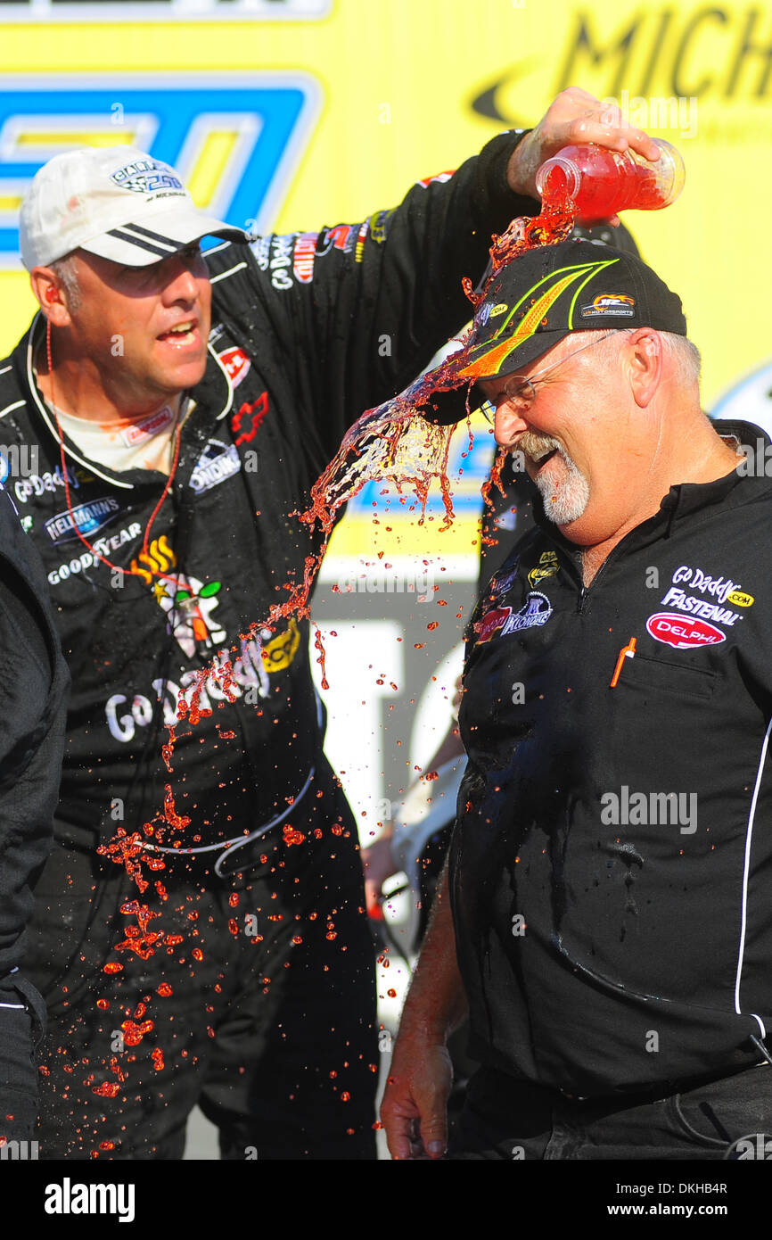 Tony Eury Sr. the crew chief for race winner Brad Keselowski gets a ...