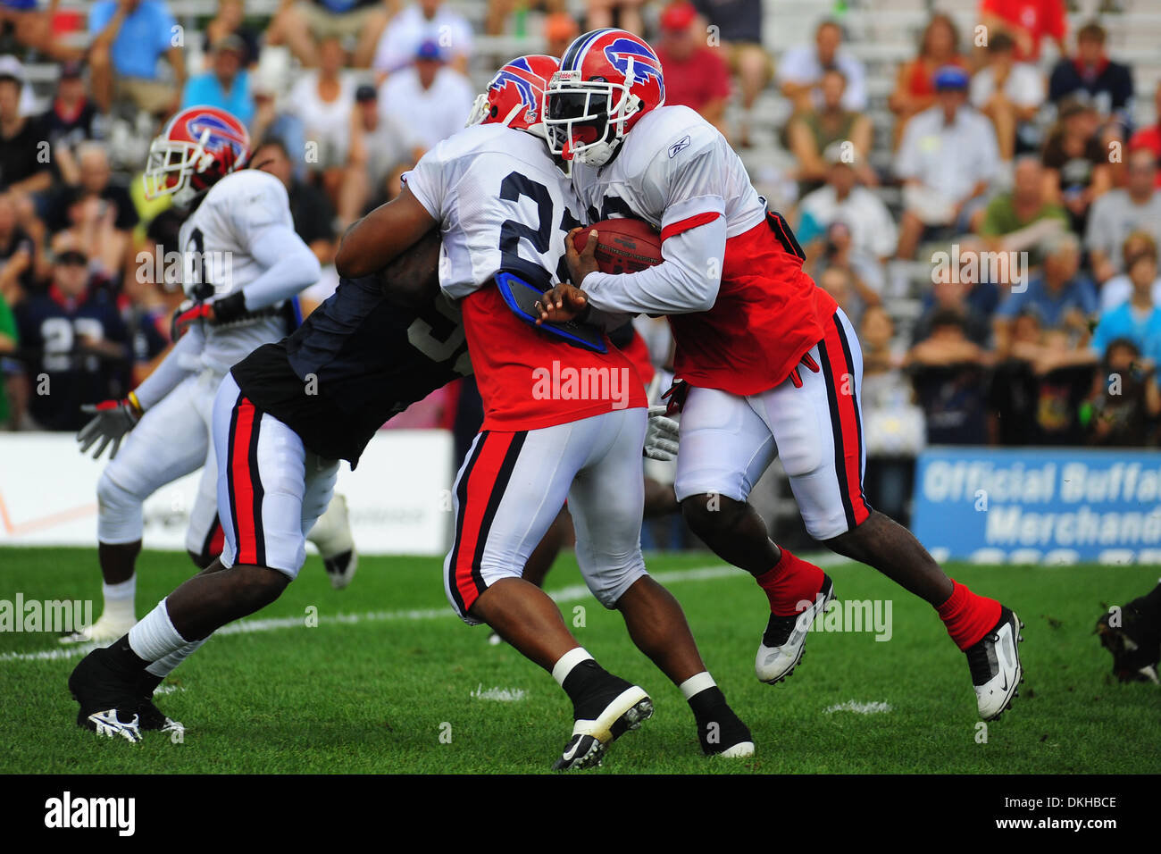 Buffalo Bills running back Dominic Rhodes follows the block during ...