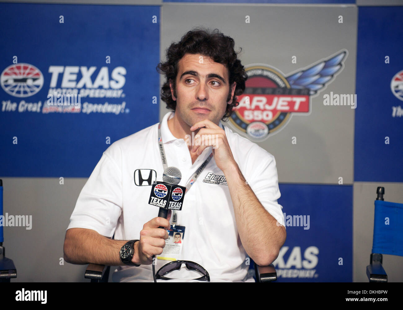 Target Chip Ganassi Racing driver Dario Franchitti addresses the media ...