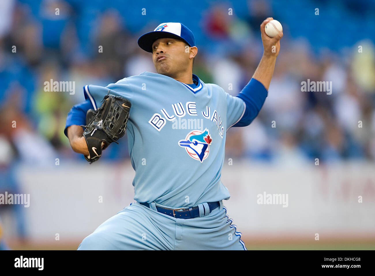 Toronto Blue Jays pitcher Ricky Romero # 24 delivers a pitch at the ...