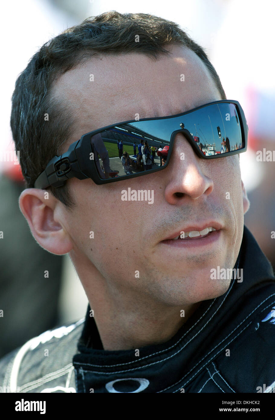 Dale Coyne Racing driver Justin Wilson watches the positions on the ...