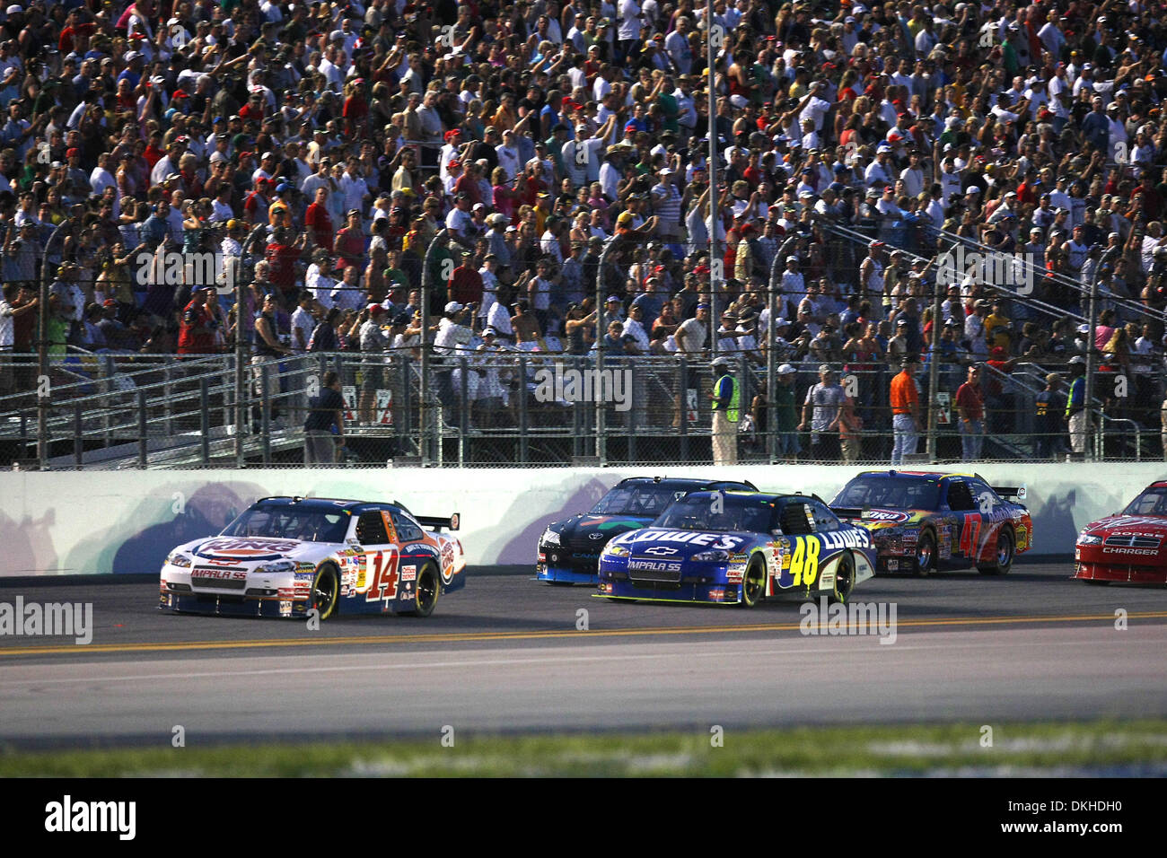 Tony Stewart leads the field during the NASCAR Coke Zero 400 Race on ...