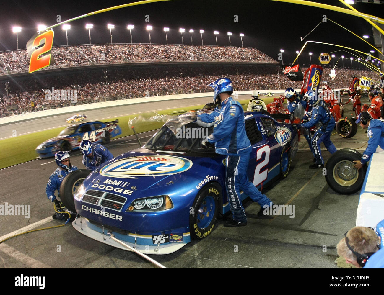 Kurt Busch stops for a pit stop during the NASCAR Coke Zero 400 Race on ...