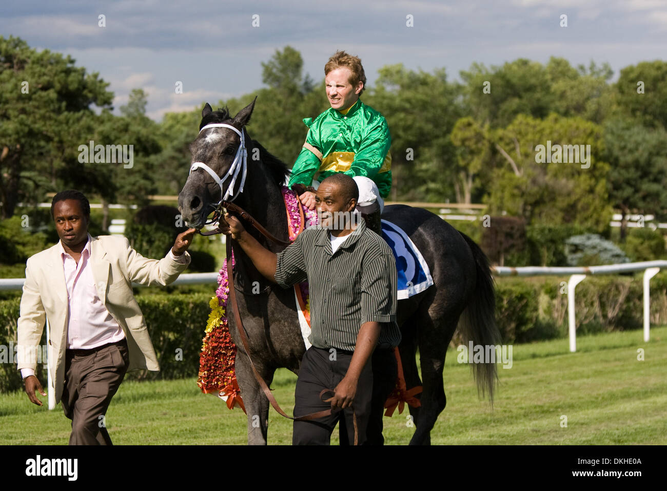 12 July 2009: Assistant Trainer Ricky Griffith (left) and jockey Corey ...
